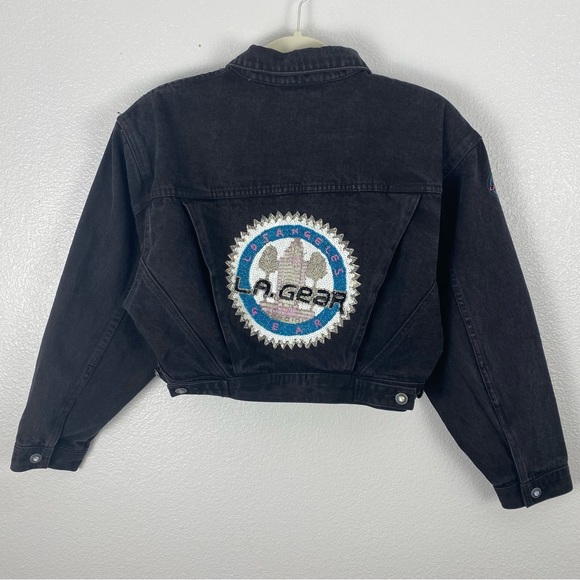 L.A. Gear | Jackets & Coats | Vintage La Gear 98s Beaded Cropped Black ...